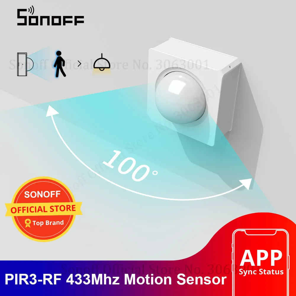 SONOFF PIR3-RF 433Mhz Smart Motion Sensor Work with SONORF Bridge via ...