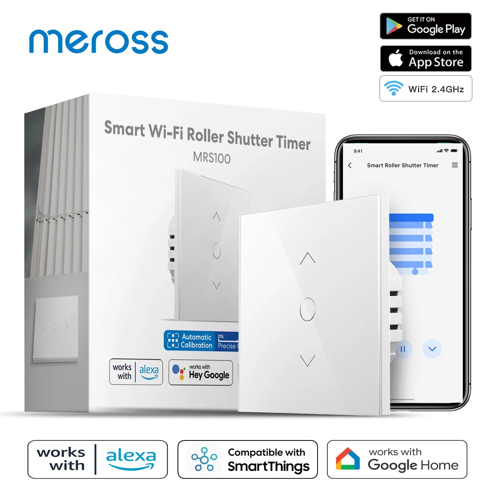 Meross WiFi Roller Shutter Switch Smart Curtain Blind Switch for Elect ...